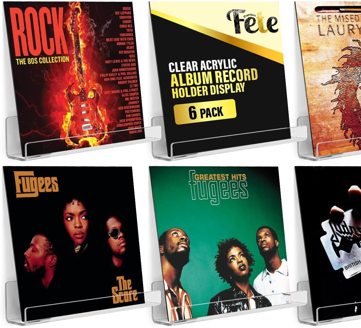 Amazon.com: Fete Vinyl Record Holder Shelf Wall Mount 12 Inch, 6 Pack ...