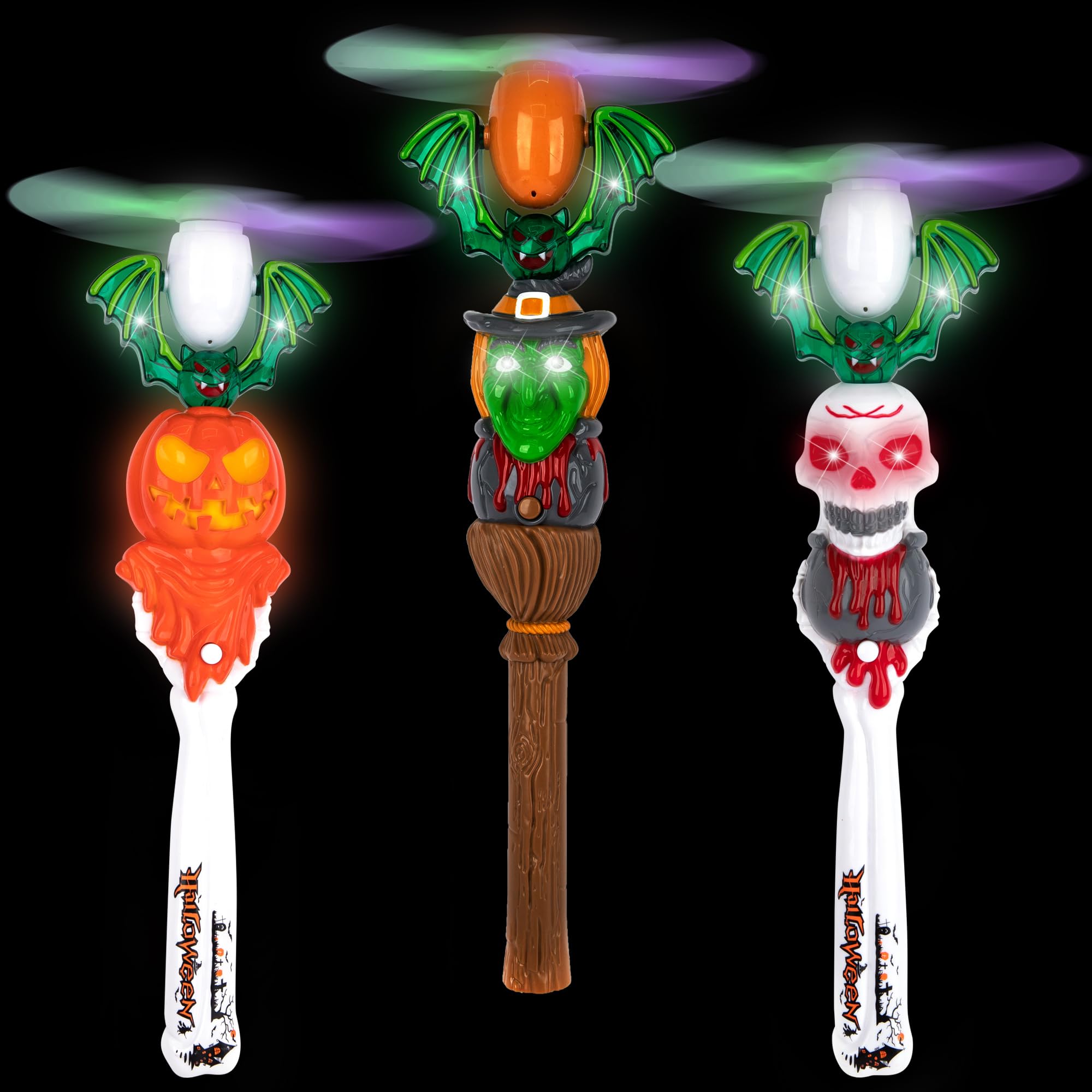 Amazon.com: ArtCreativity Halloween Light Up Spinner Wands with Sounds ...