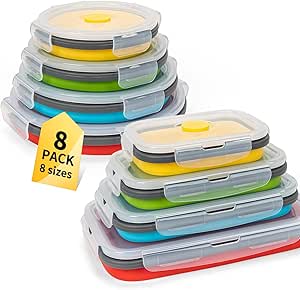 Amazon.com: Collapsible Food Storage Containers with Lid & Air Vent, 8 ...