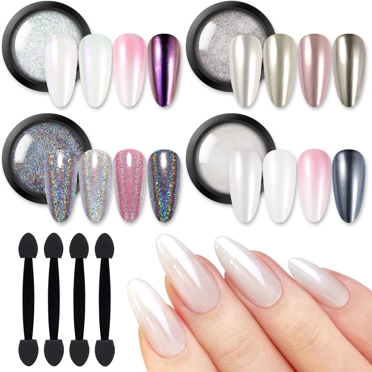 Amazon.com: PrettyDiva Chrome Nail Powder - 9 colors Metallic Nail ...