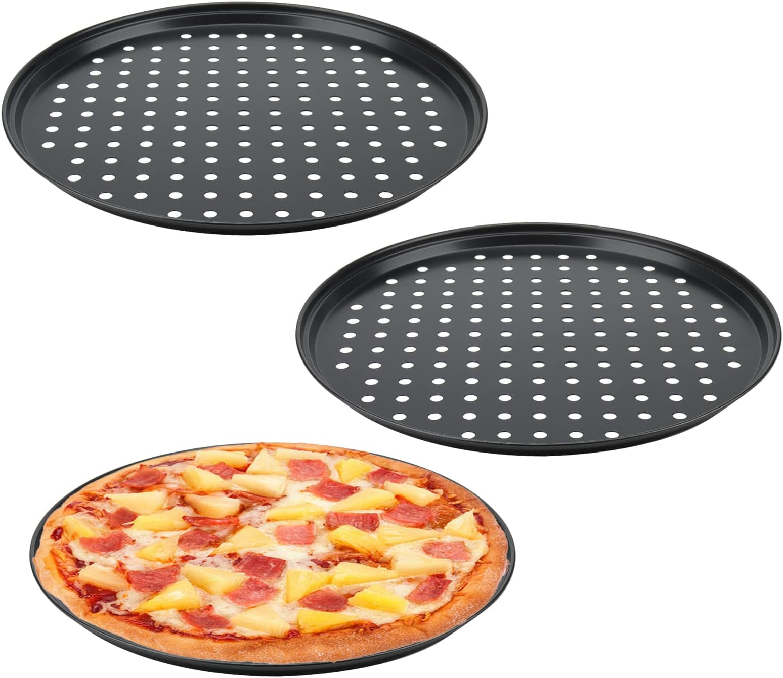 ZEONHEI 4 Pack 12 Inch Non Stick Pizza Tray, Pizza Dough Tray for Oven ...