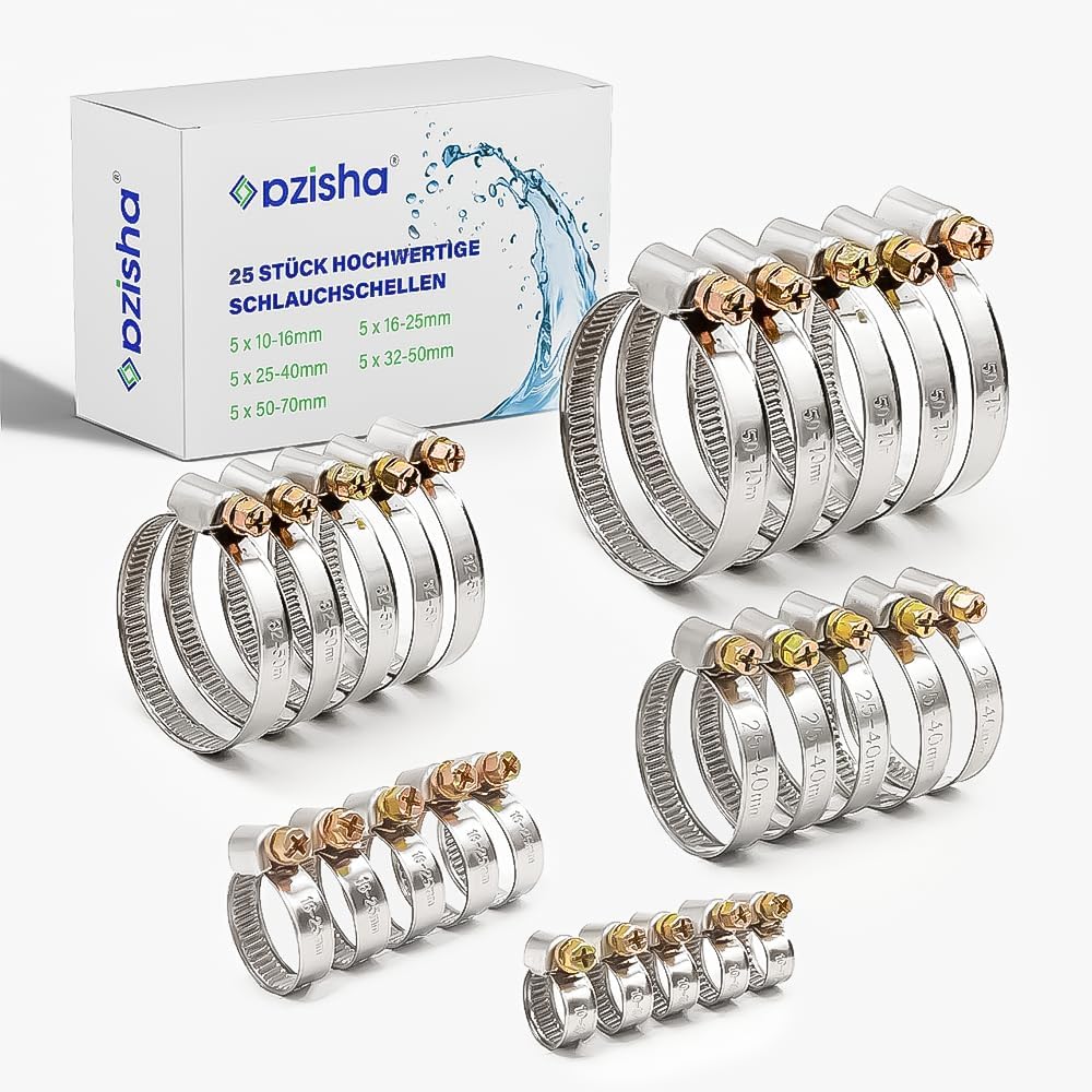 Glarks 100 Stück Edelstahl Schlauchschellen Schlauchklemmen ...