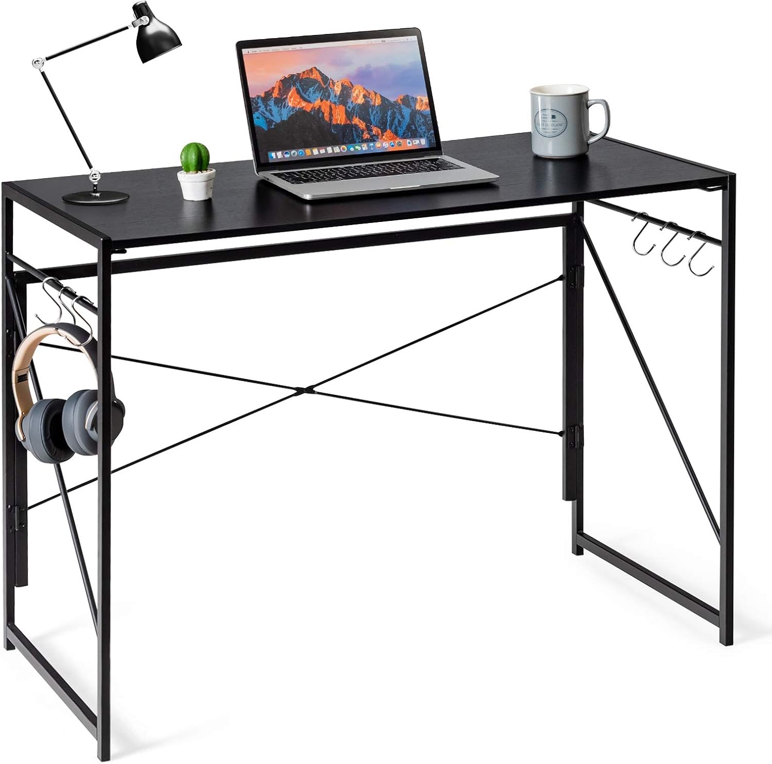COSTWAY Folding Computer Desk, Modern Simple Study Desk Writing ...