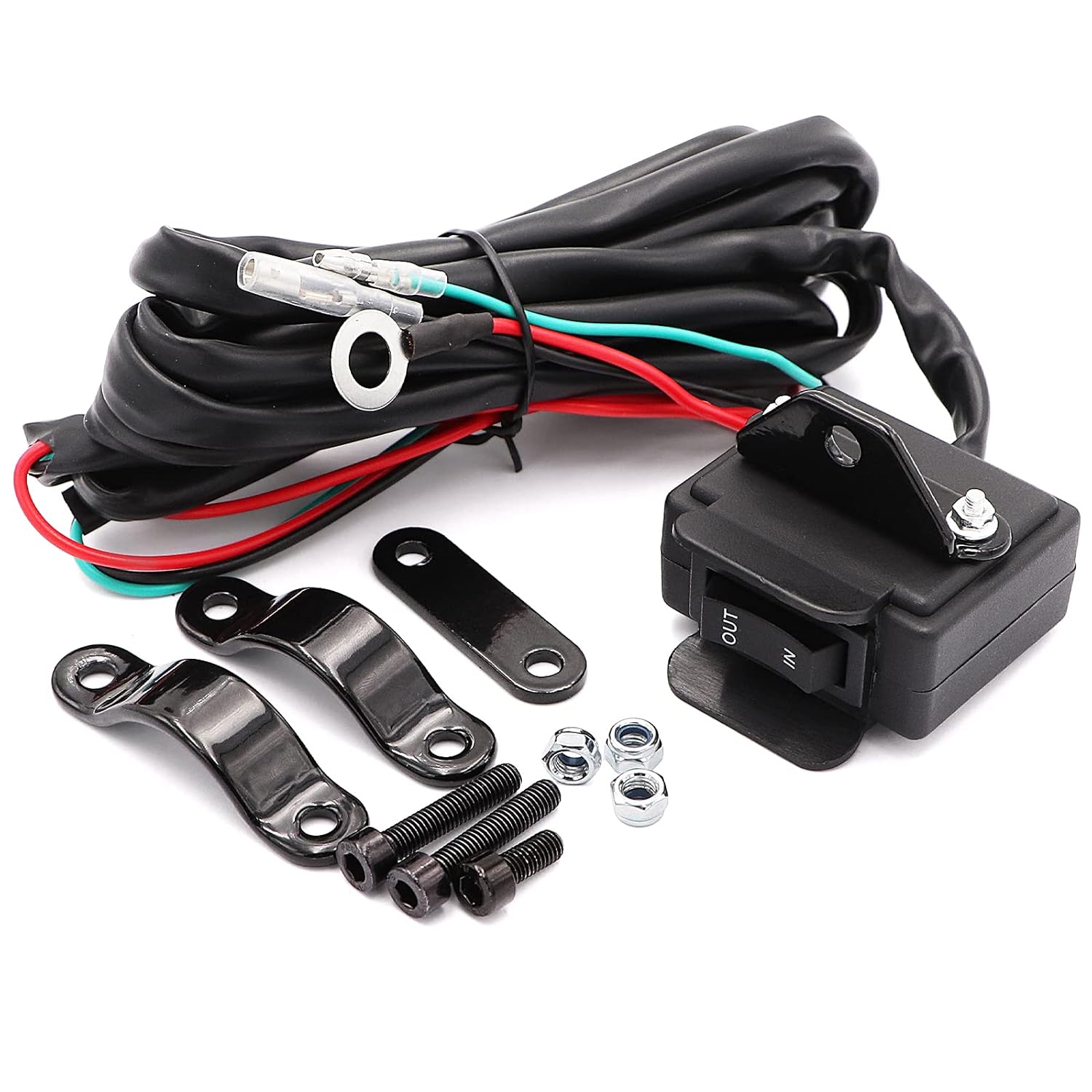 12V Winch Rocker Thumb Switch with Mounting Bracket Handlebar Control ...