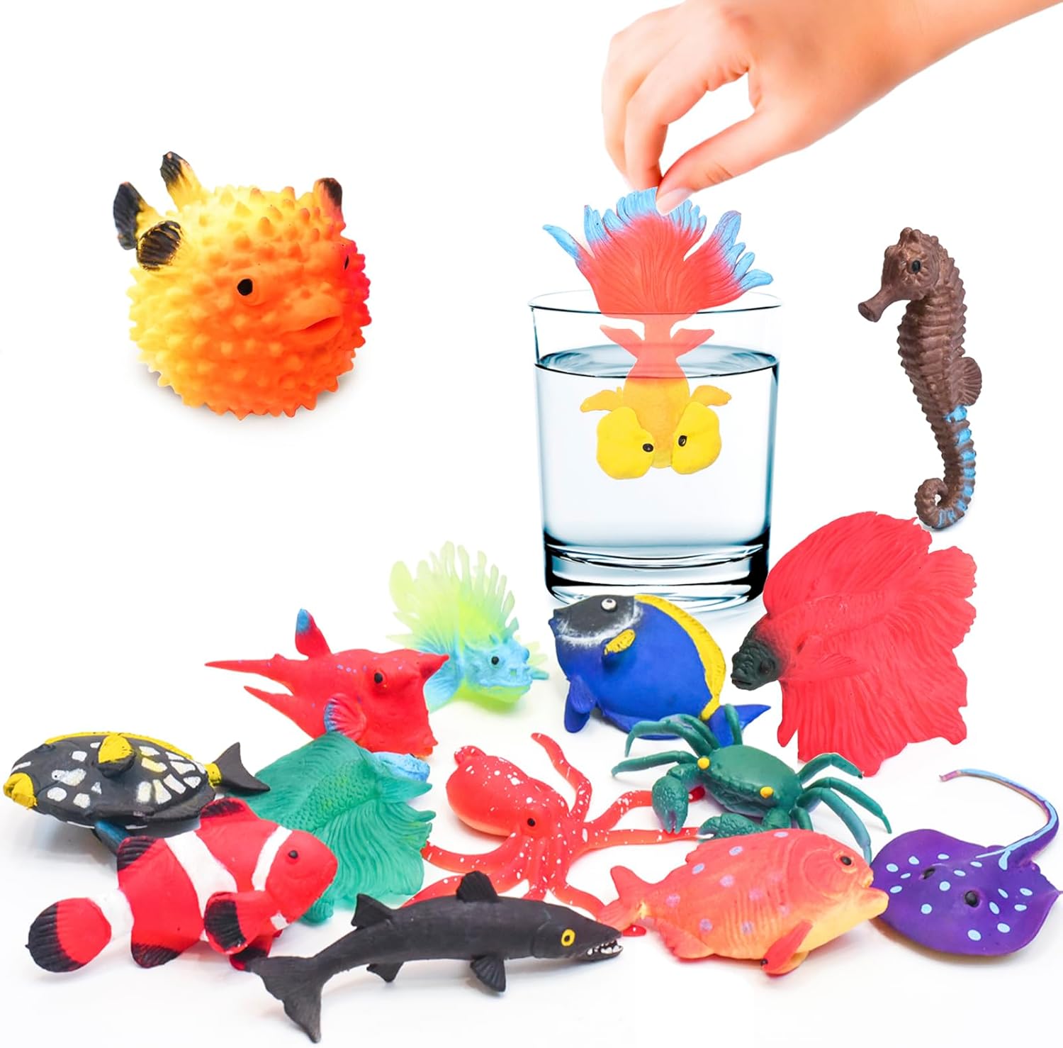 YiliUsAnwU 10Pcs Fish Animal Toy Bath Toys, Color Changing Sea Animal ...