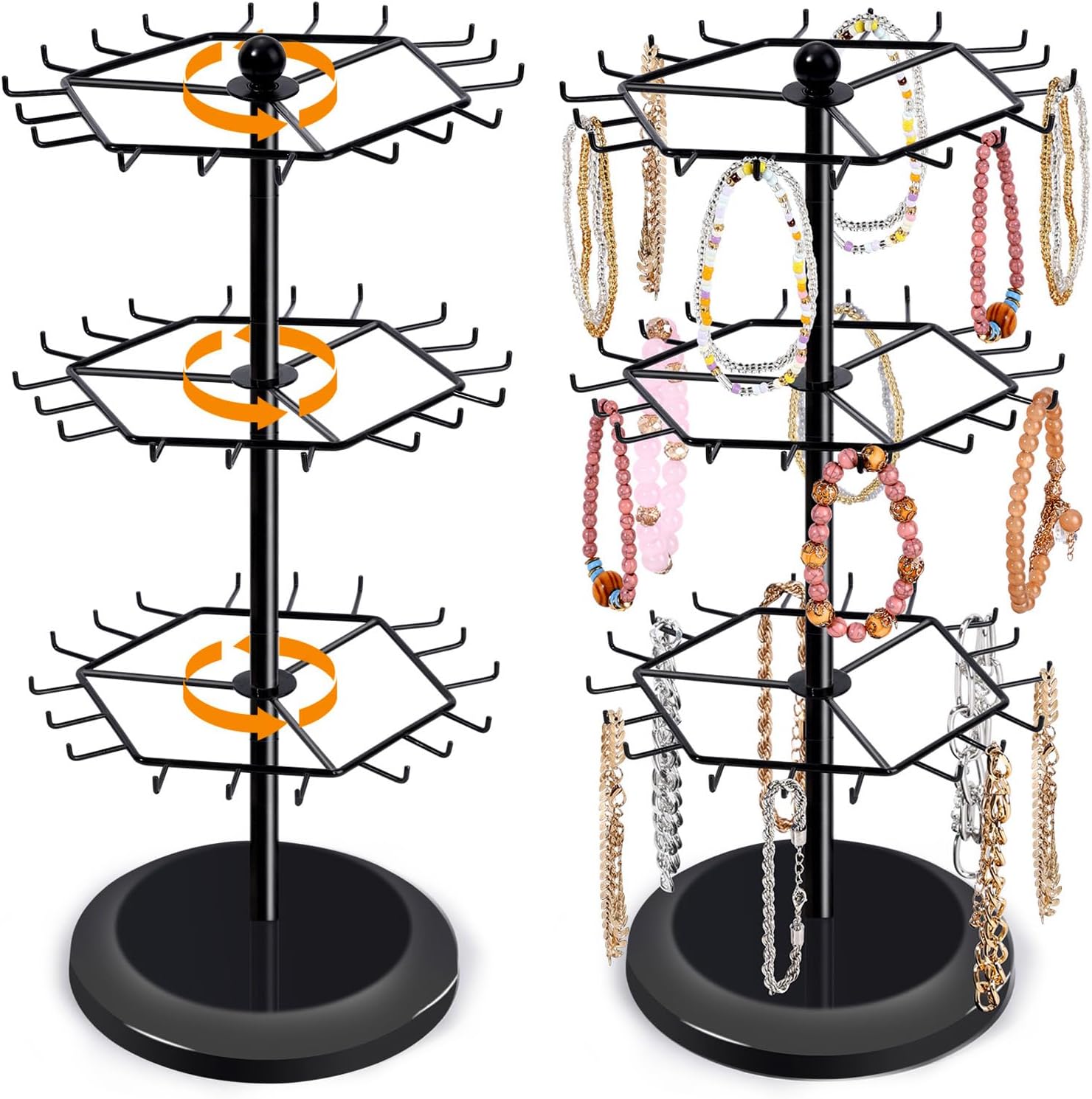 Amazon.com: OAOLEER Bracelet Holder Display,3-Tier Rotating Bracelet ...