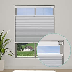 Amazon.com: Changshade No Drill Custom Top Down Bottom Up Cellular Shades, No Tools Blackout ...