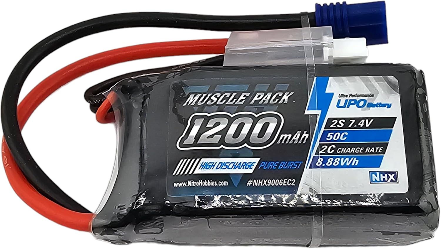 Amazon.com: NHX RC Muscle Pack 2S 7.4V 1200mAh 50C Losi Mini T/B & JRX2 ...