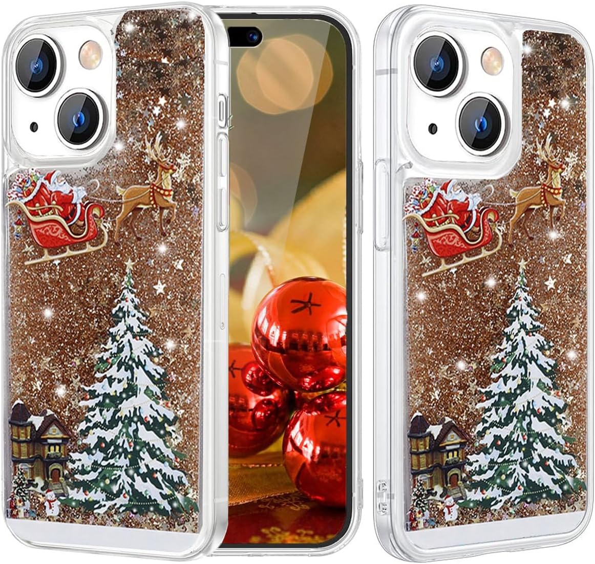 Amazon.com: Changjia Glitter Christmas Case for iPhone 14, Cute ...