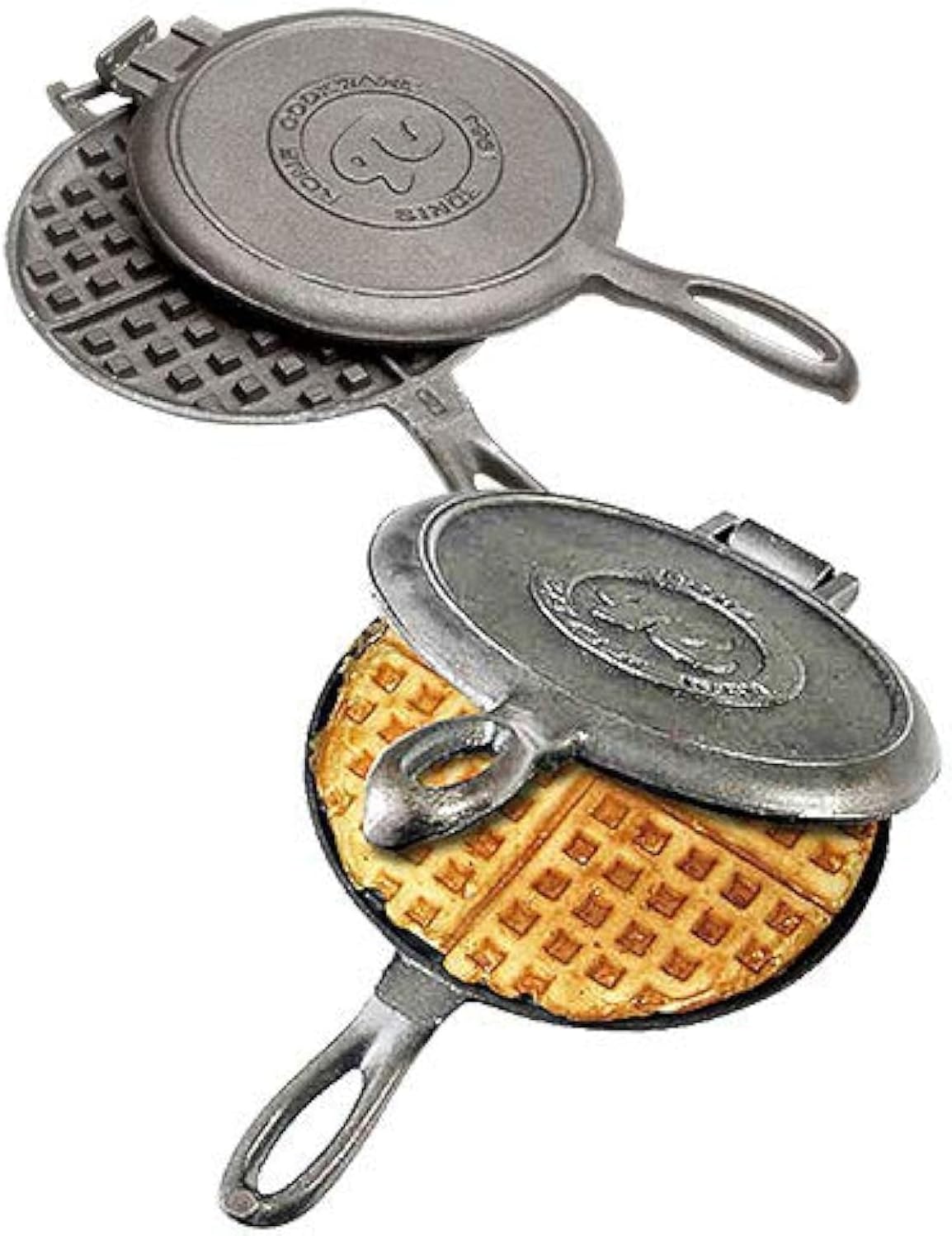 Amazon.com: Cast Aluminum Stuffed Waffle Iron, 5" Dia, 2" Thick Round ...