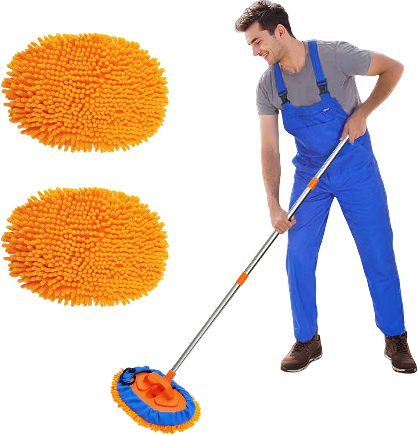 Amazon.com: 52" Multipurpose Microfiber Duster with 2 Washable Chenille ...