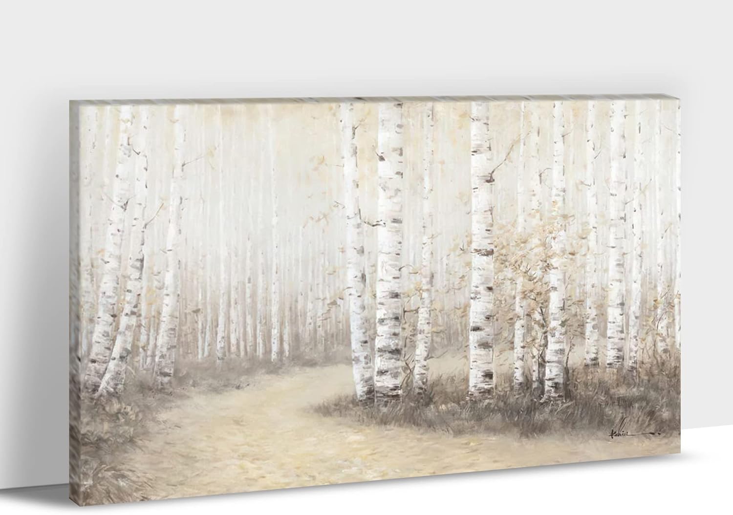 Amazon.com: Large Birch Tree Canvas Wall Art, Fall Forest Landscape ...
