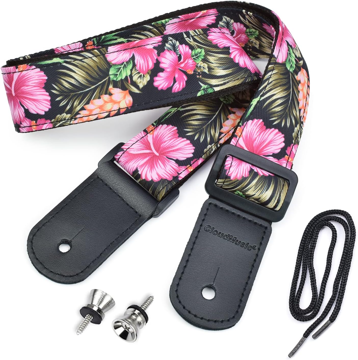Amazon.com: CLOUDMUSIC Ukulele Strap Hawaiian Hibiscus Roses Floral ...