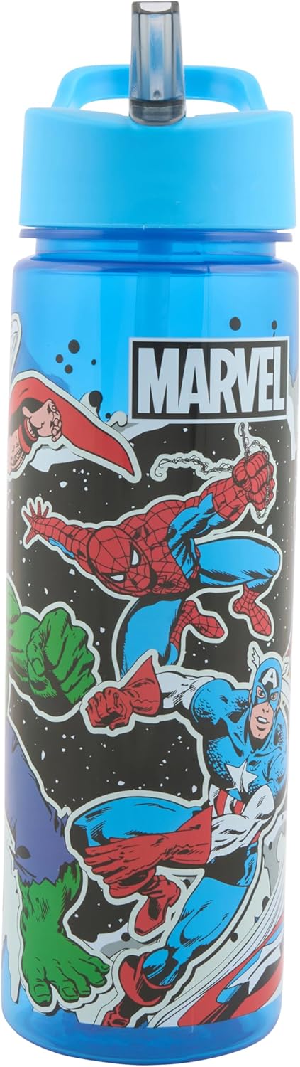 Marvel Avengers Water Bottle with Straw – Reusable Kids 600ml PP – in ...