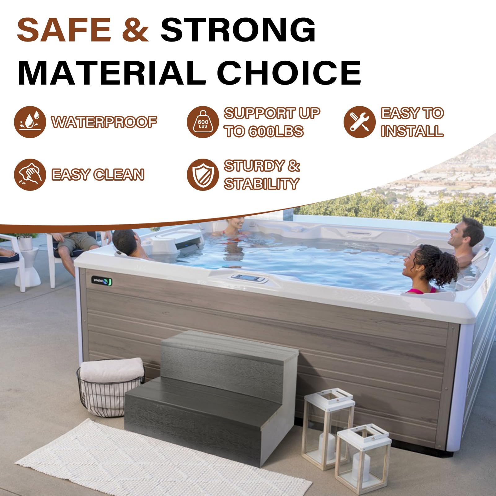 ZOMOFEW Hot Tub Steps, Outdoor Hot Tub Steps, Indoor or Outdoor Double ...