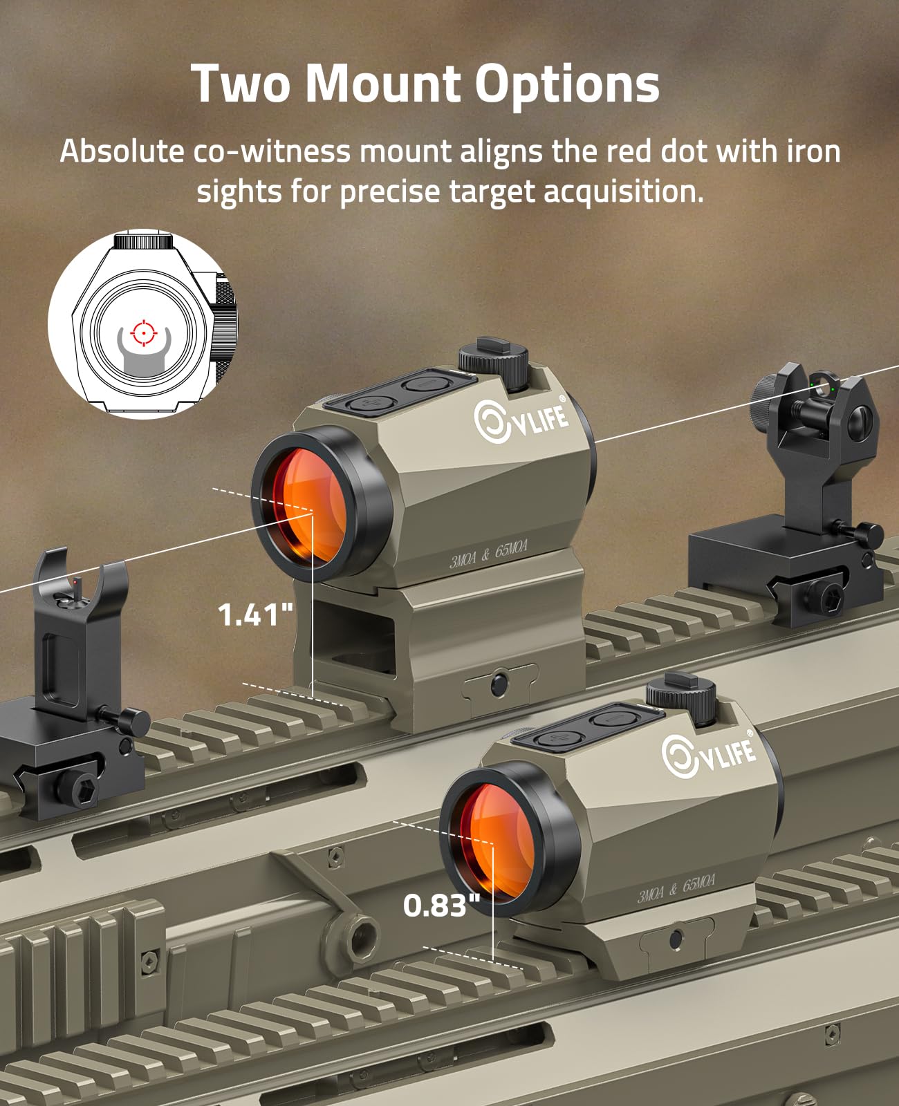 Snapklik.com : CVLIFE Multiple Reticle 3 MOA Dot & 65 MOA Circle Red ...