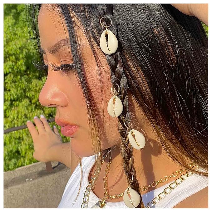 Amazon.com : Andelaisi Vintage Gold Cowrie Shell Pendant Dreadlock Hair ...
