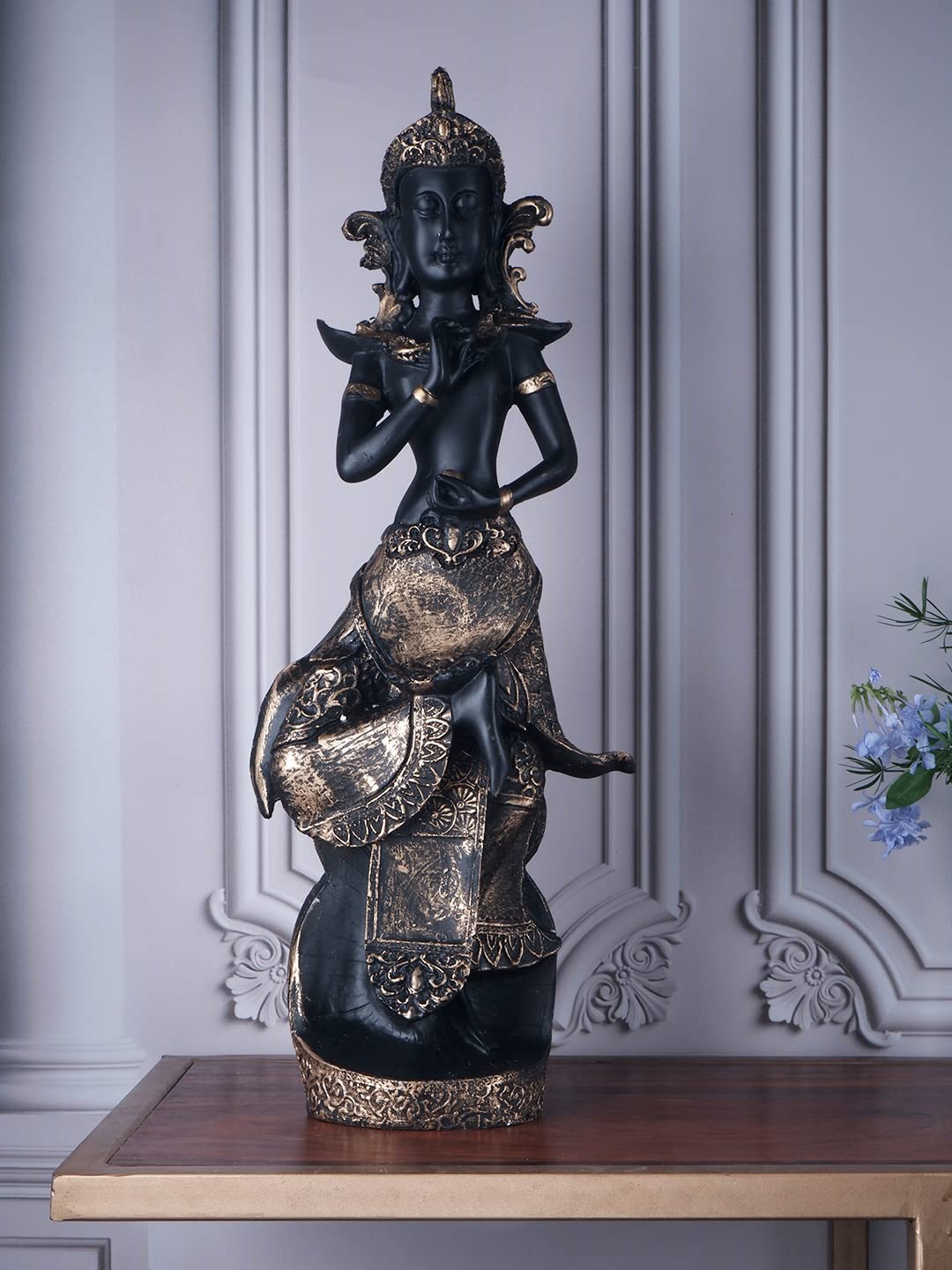 Buy THE WHITE INK DECOR Premium Resin Buddha Figurine with Podium Idol ...