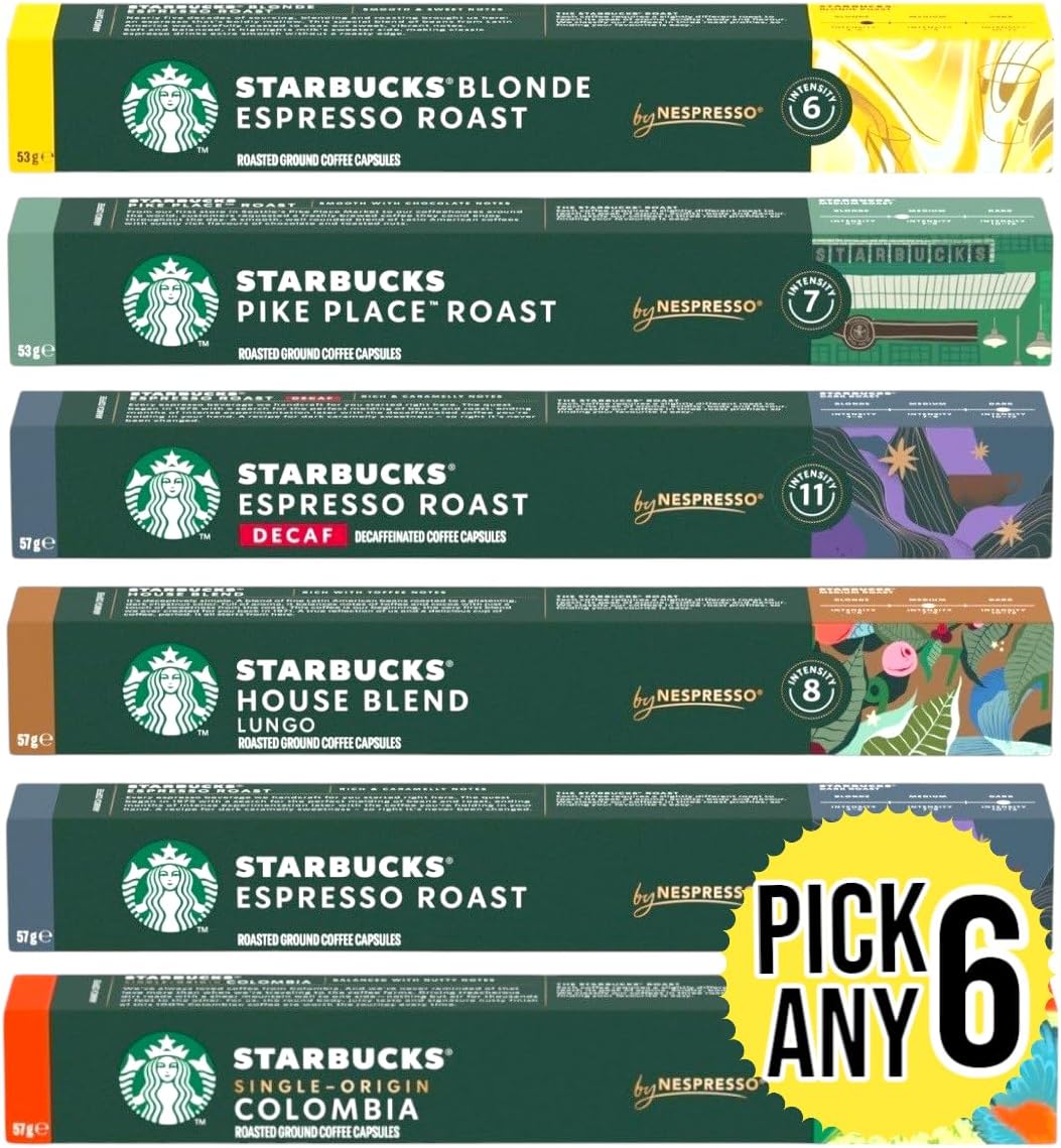 Amazon.com: STARBUCKS PICK ANY 6 Coffee Capsules by Nespresso, Flavours ...