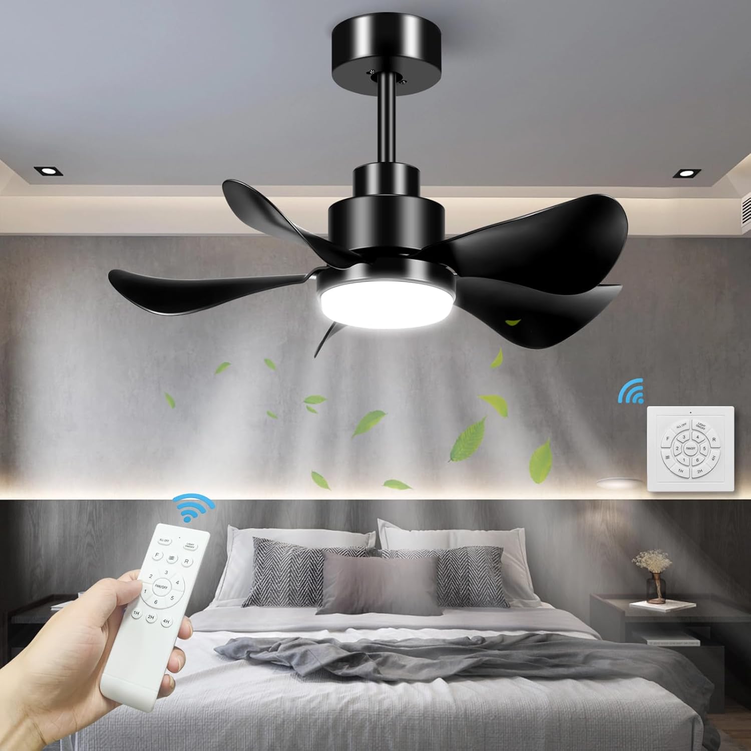 Mefine CT06 5 Fan Blade Light-Emitting Panels Ceiling Fans With Light ...