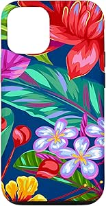 Amazon.co.jp: iPhone 15 Pro Hawaiian Tropical Smartphone Case Yellow Red Hibiscus Plumeria ...