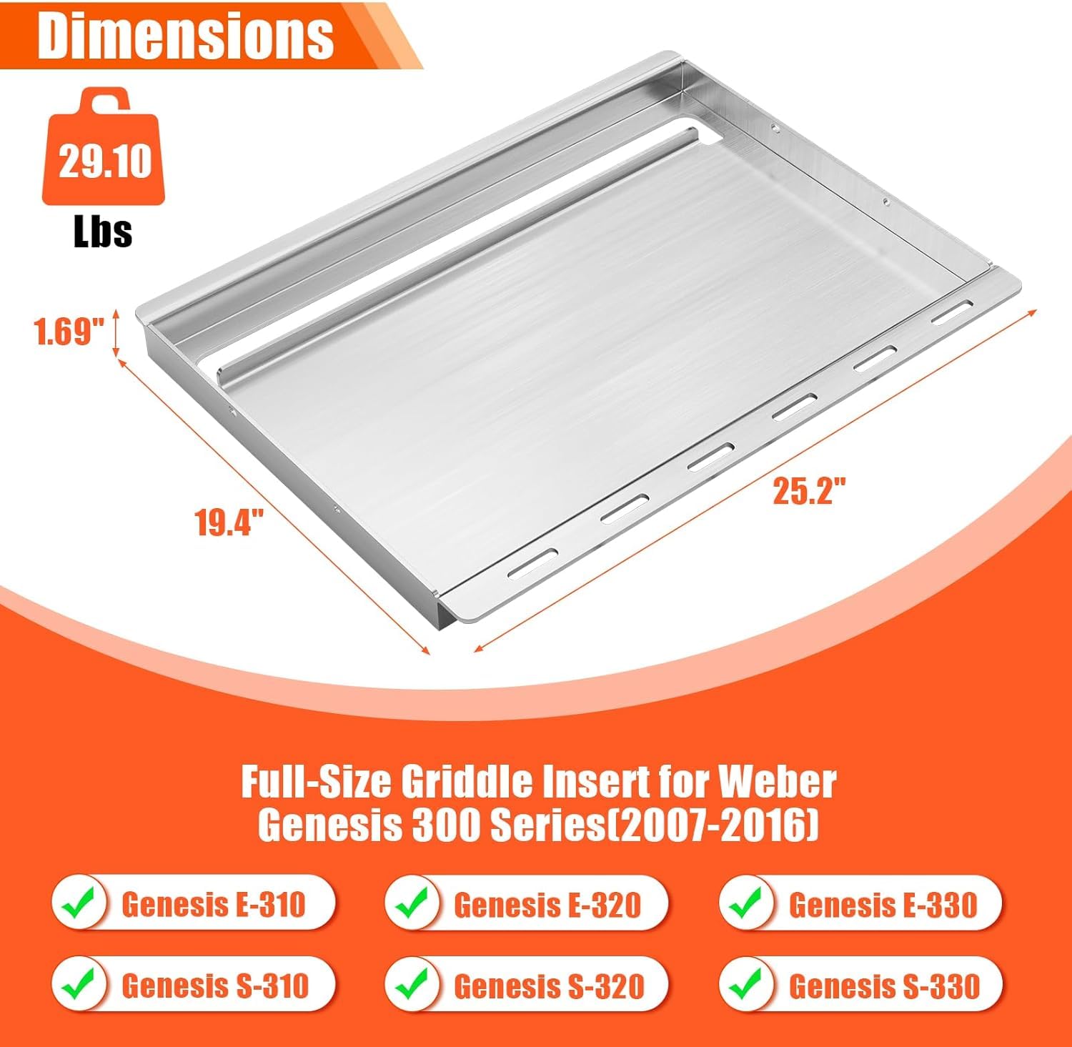 Snapklik.com : Griddle For Weber Genesis 300 Grills, Genesis E310, E330 ...