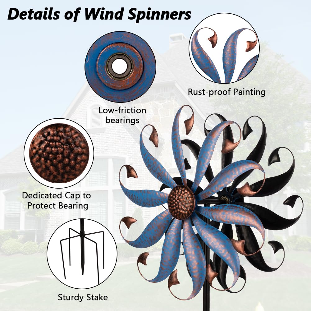 Snapklik.com : VEWOGARDEN Large Outdoor Metal Flower Wind Spinners ...