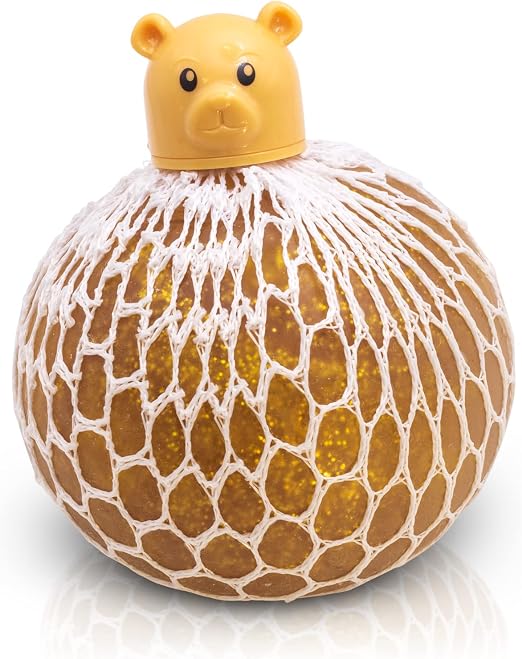 Tobar SQUISHY MESH PET GOLD BEAR Squish Squeeze Stress Ball Toy ...