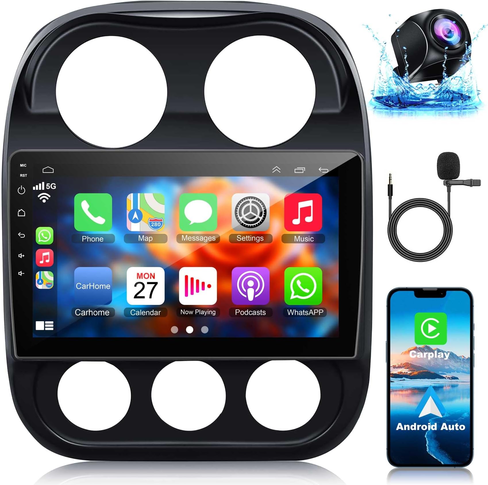 Amazon.com: Android 12 Car Radio for Jeep Compass Patriot 2010-2016 ...