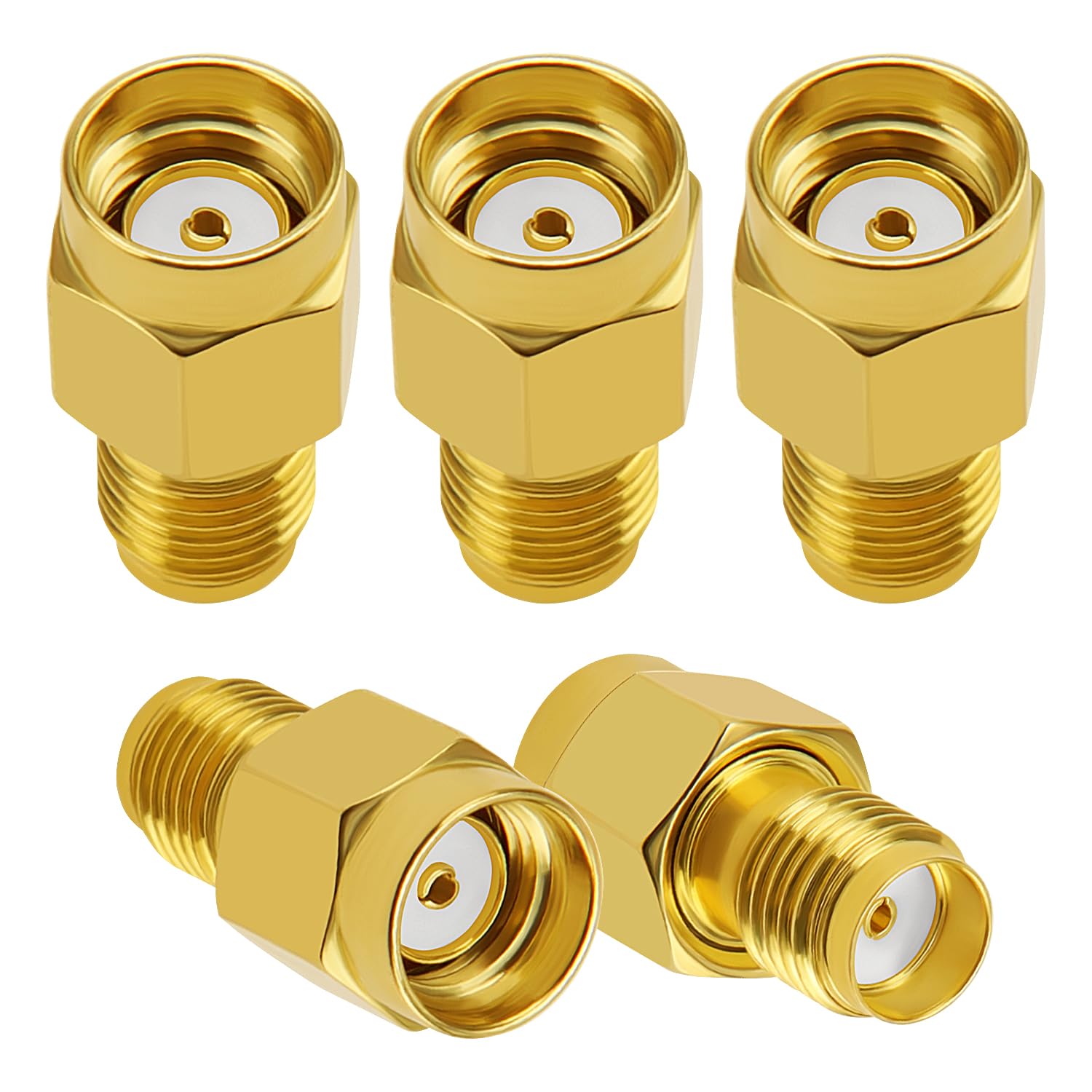 KUOQIY 5 PCS RP-SMA Male to SMA Female Adaptor, SMA Coaxial Coax ...