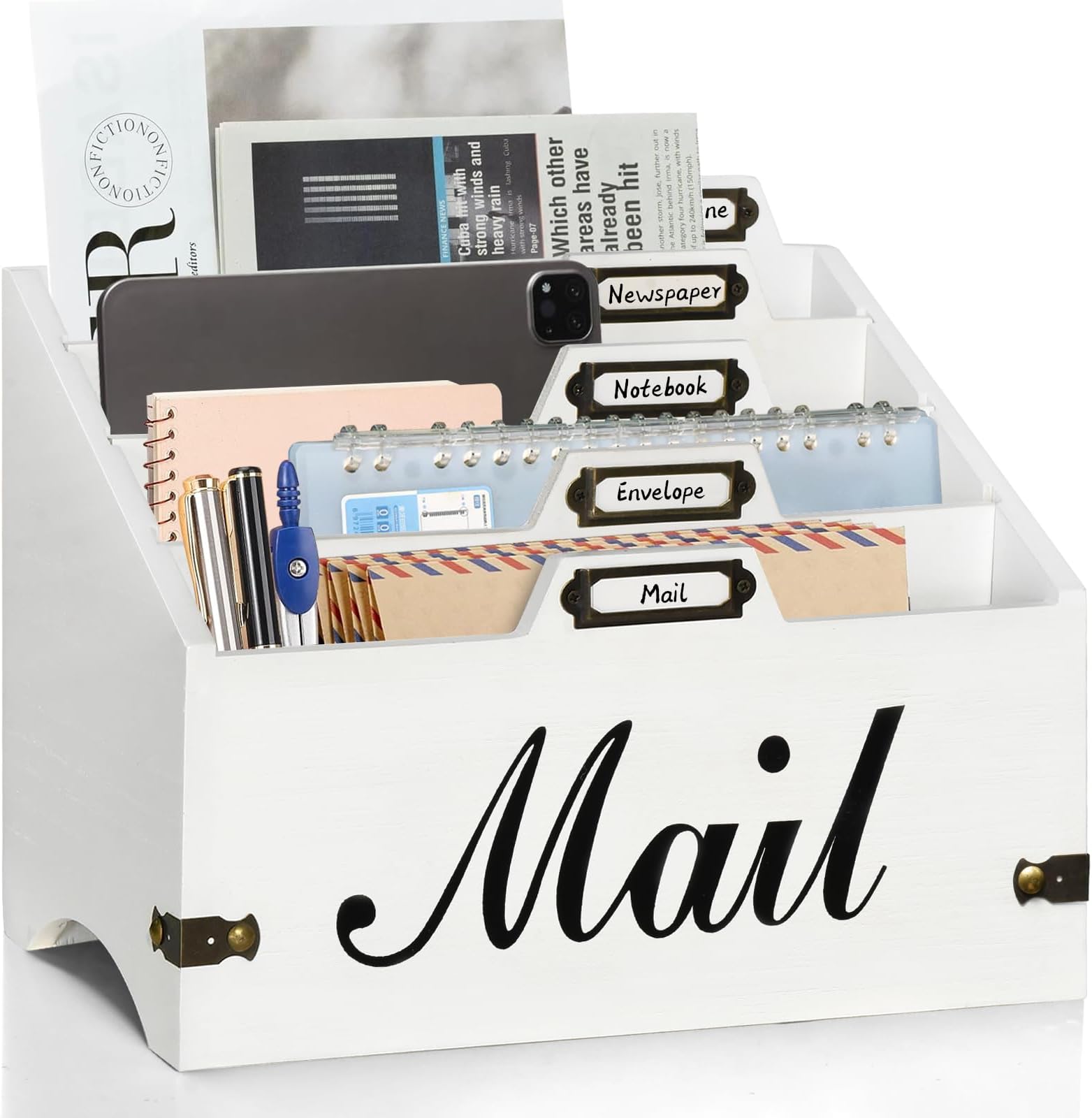 Amazon.com : VOOTTOU Wood Mail Organizer Countertop, Desktop Mail ...