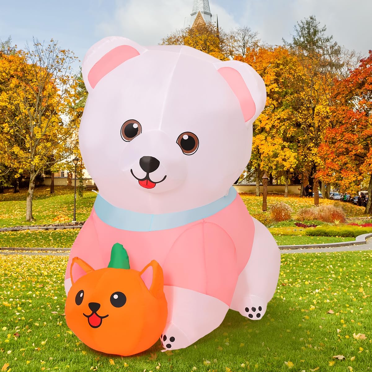 Amazon.com: TURNMEON 4 Ft Halloween Inflatables Witch Puppy Bulldog ...