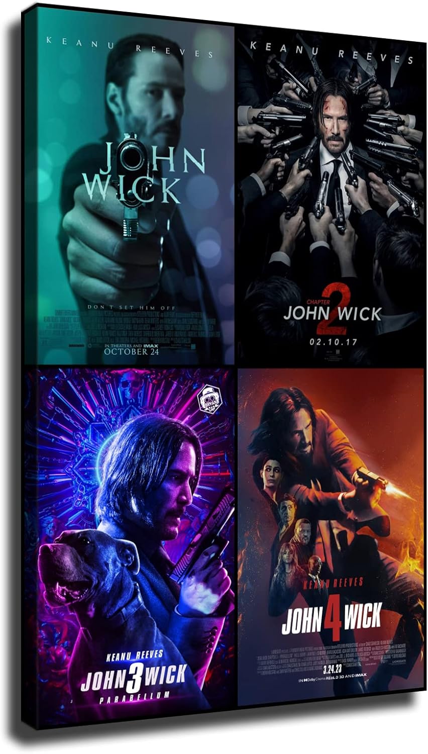 Amazon.com: John Wick Chapter 1 2 3 4 Movie Poster Keanu Charles Reeves ...