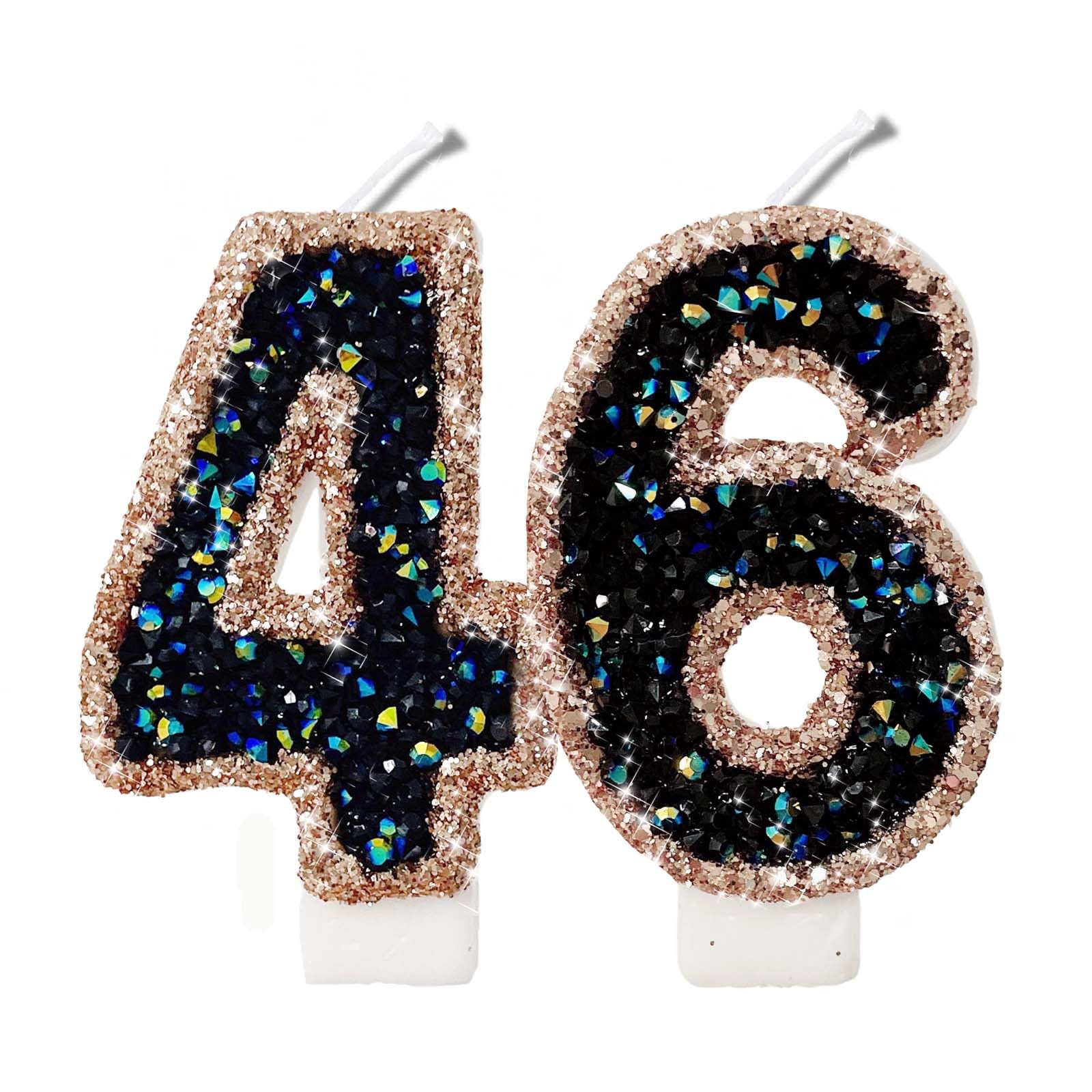 Amazon.com: 2.8" Blue Black Glitter Number Candles-Many Colors 46th ...