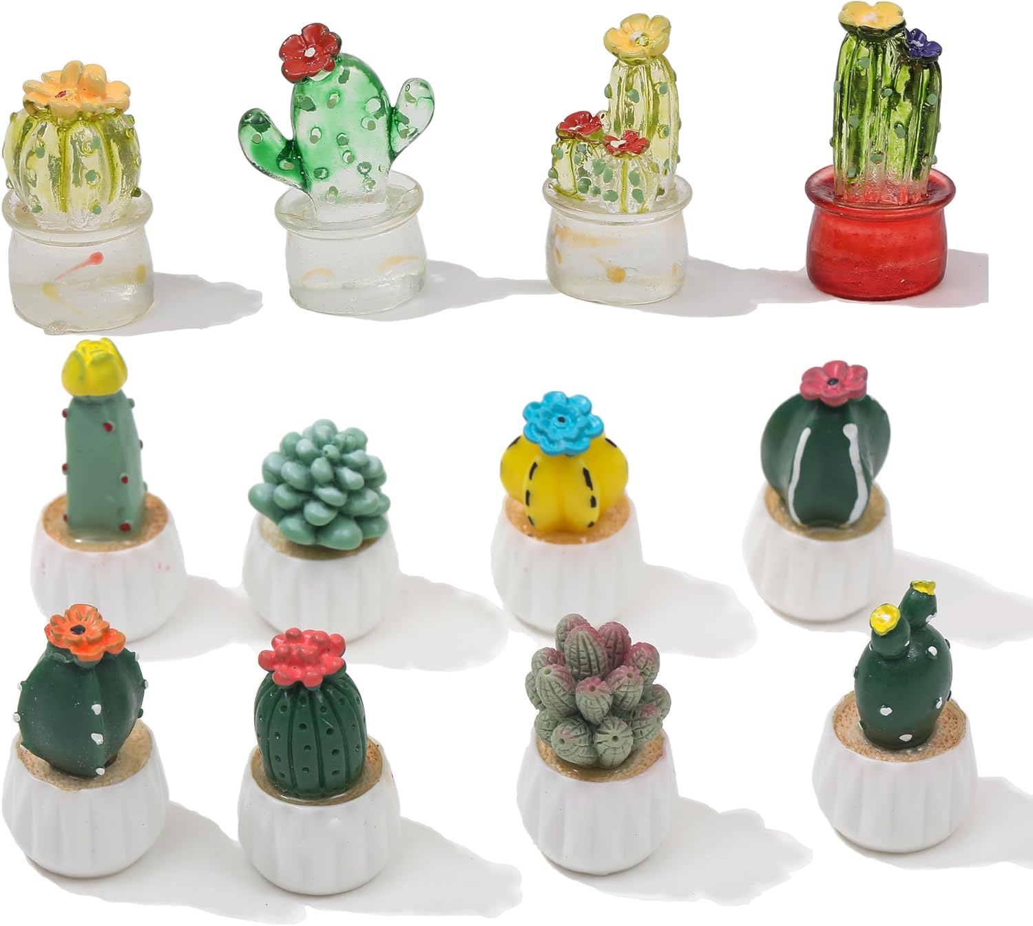 Amazon.com: Mini Resin Succulent Cactus Set - 12pcs Miniature Cactus ...