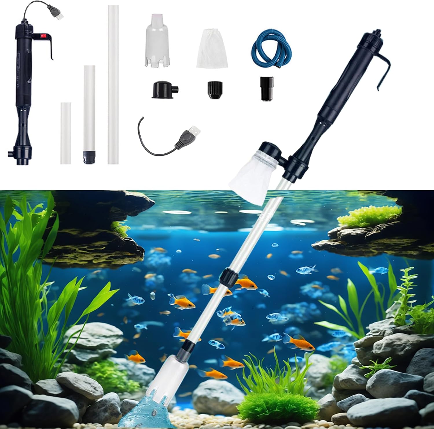 Amazon.com : Yocartgo Electric Fish Tank Cleaner, Aquarium Gravel ...