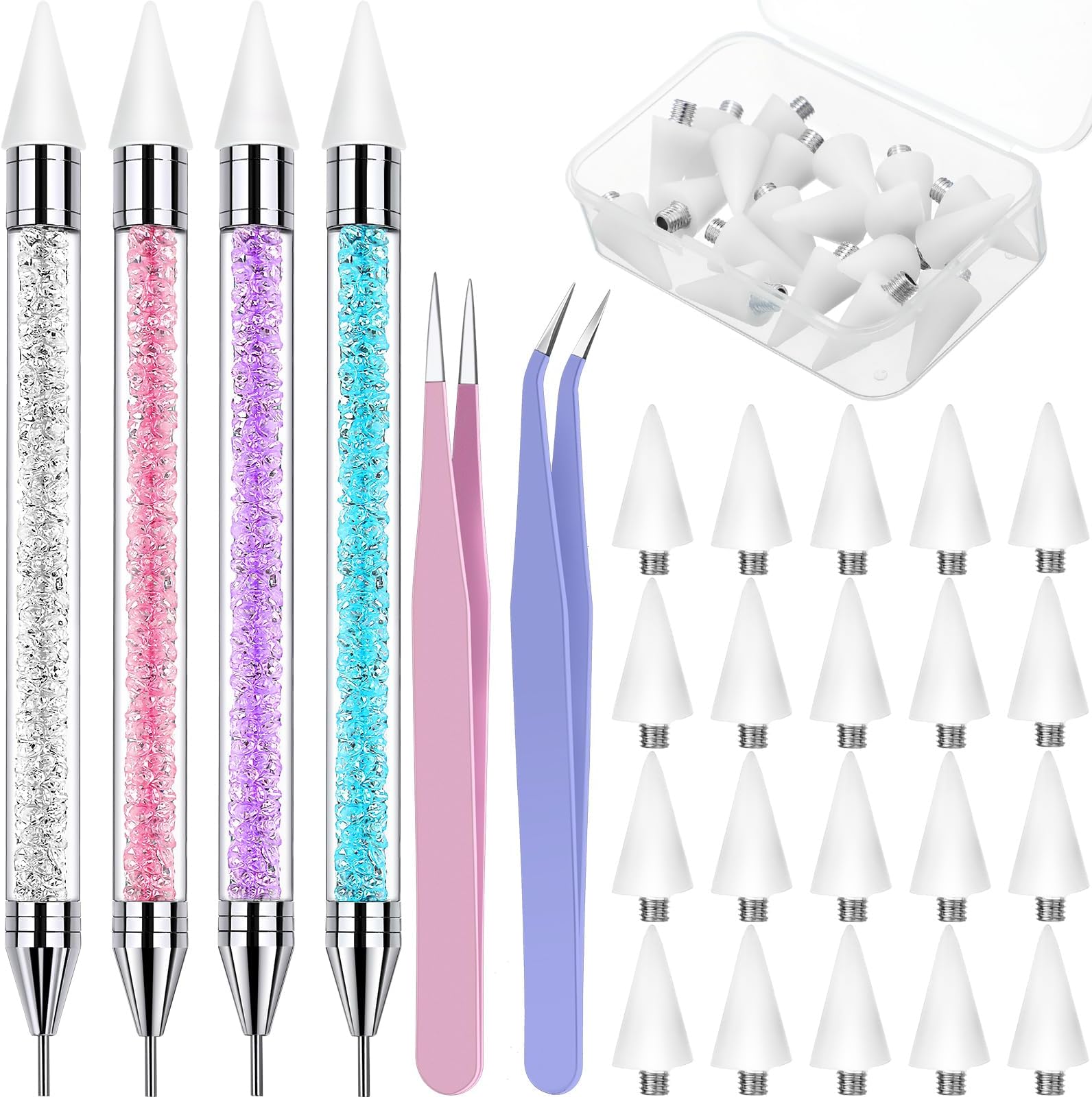 Amazon.com: Tatuo 4 Pcs Rhinestone Picker Tool Dotting Pen Dual-ended ...