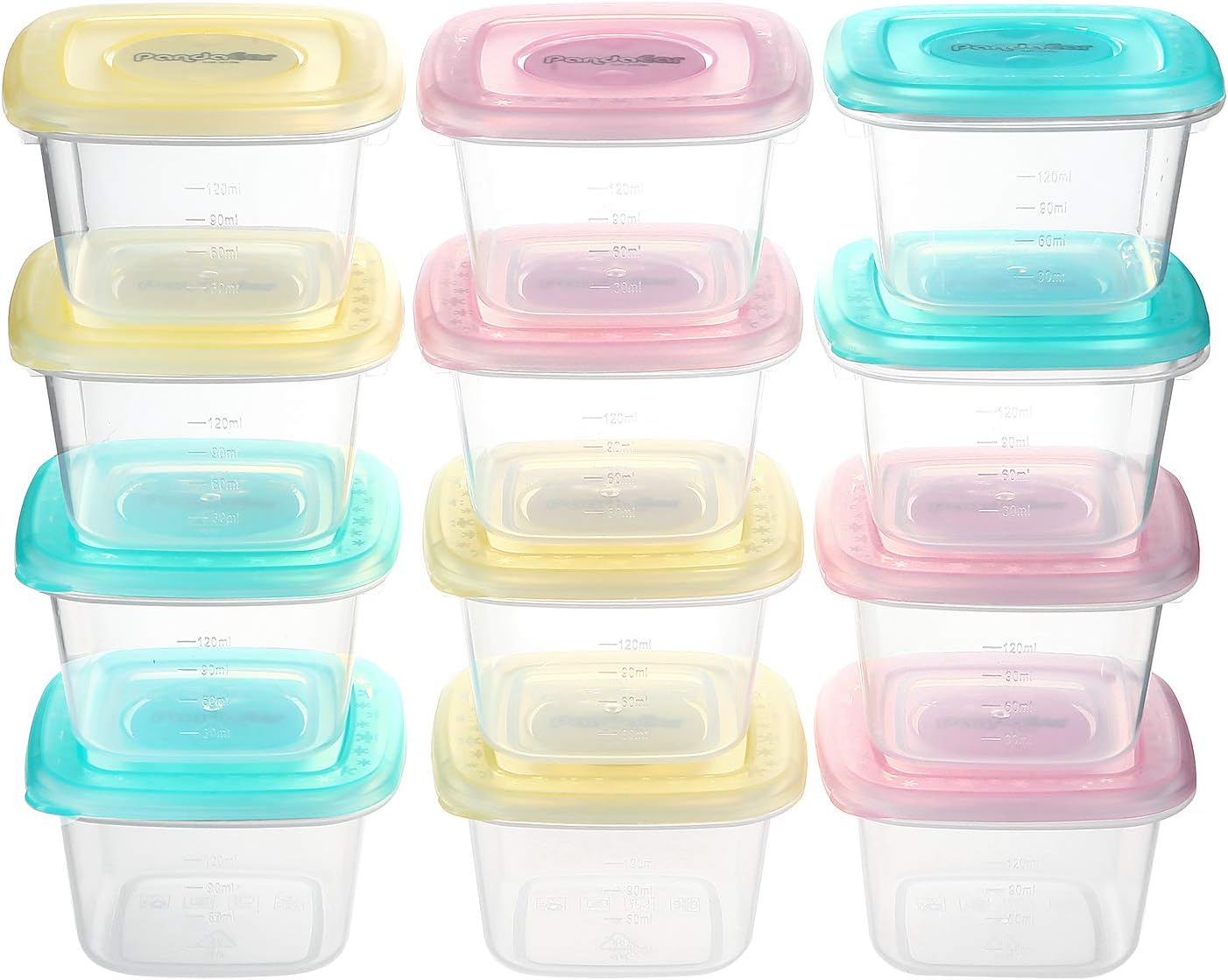 lunchley Glass Baby Food Storage Containers with Lids | Set of 12 | 5 ...