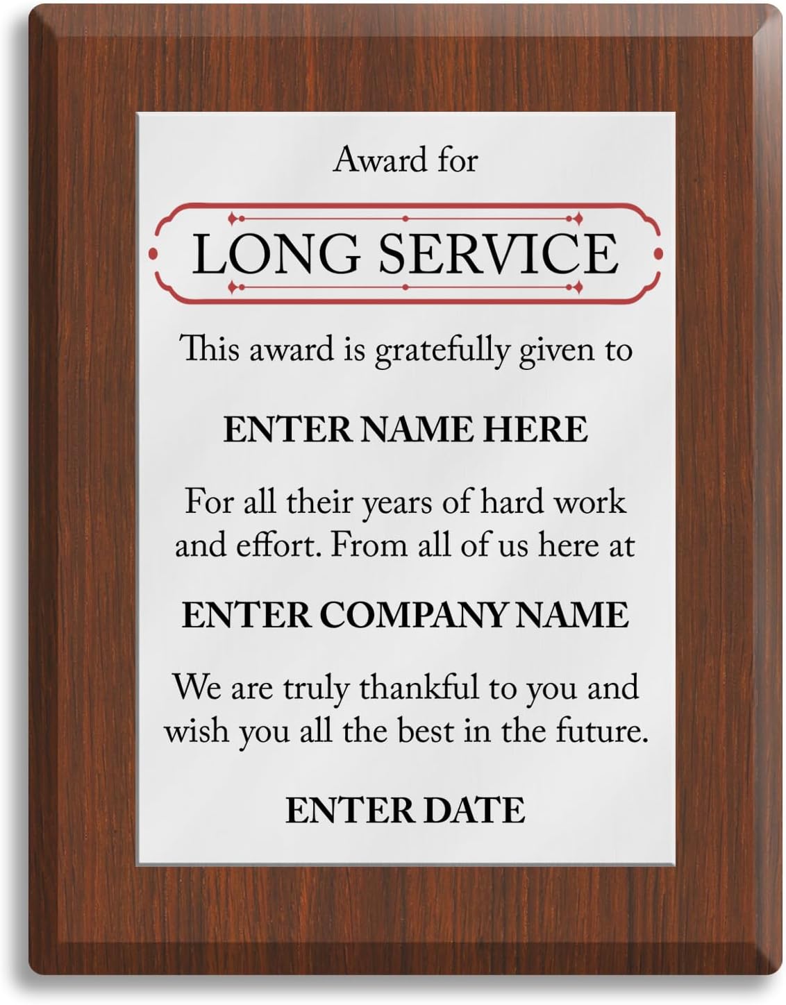 Amazon.com: Long Service Personalized Award Plaque - Full Color ...