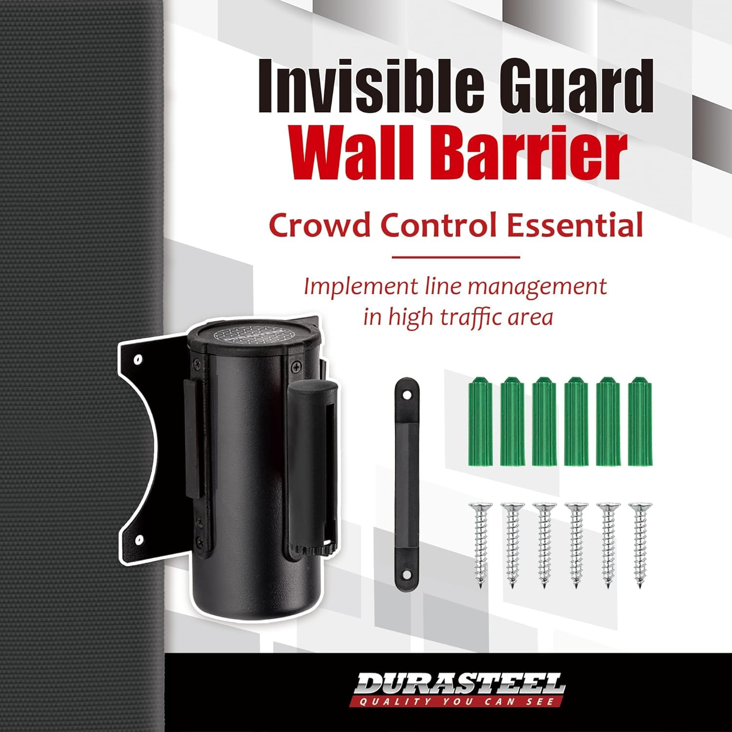 Snapklik.com : DuraSteel Wall Mount Crowd Control Retractable Belt ...