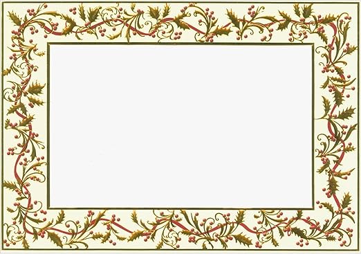 Amazon.com : Designer Greetings Gold Foil Holly and Red Ribbon Border ...