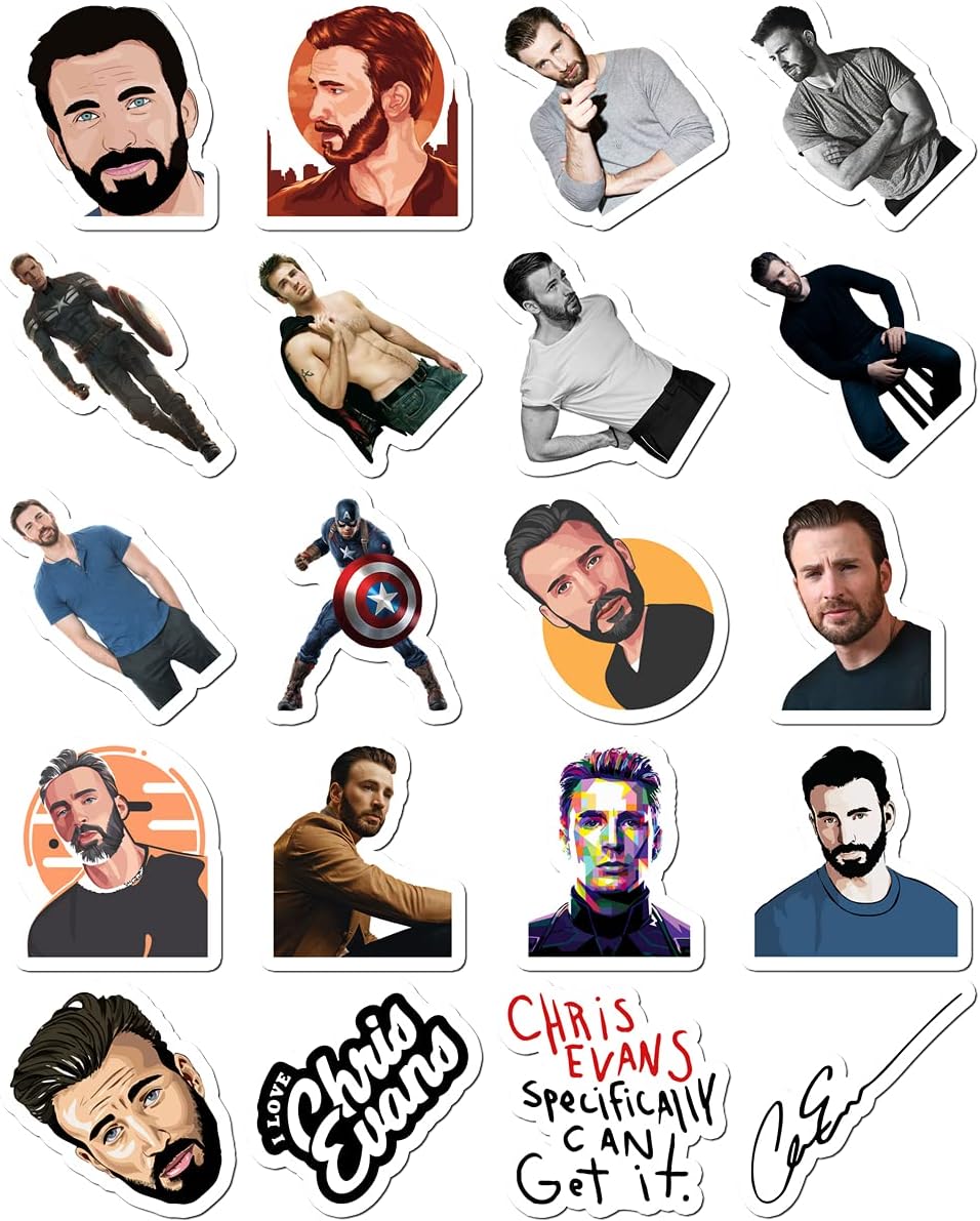 Amazon.com: Stickers Pack 20 Pcs Chris Colorful Evans Vinyl Aesthetic ...
