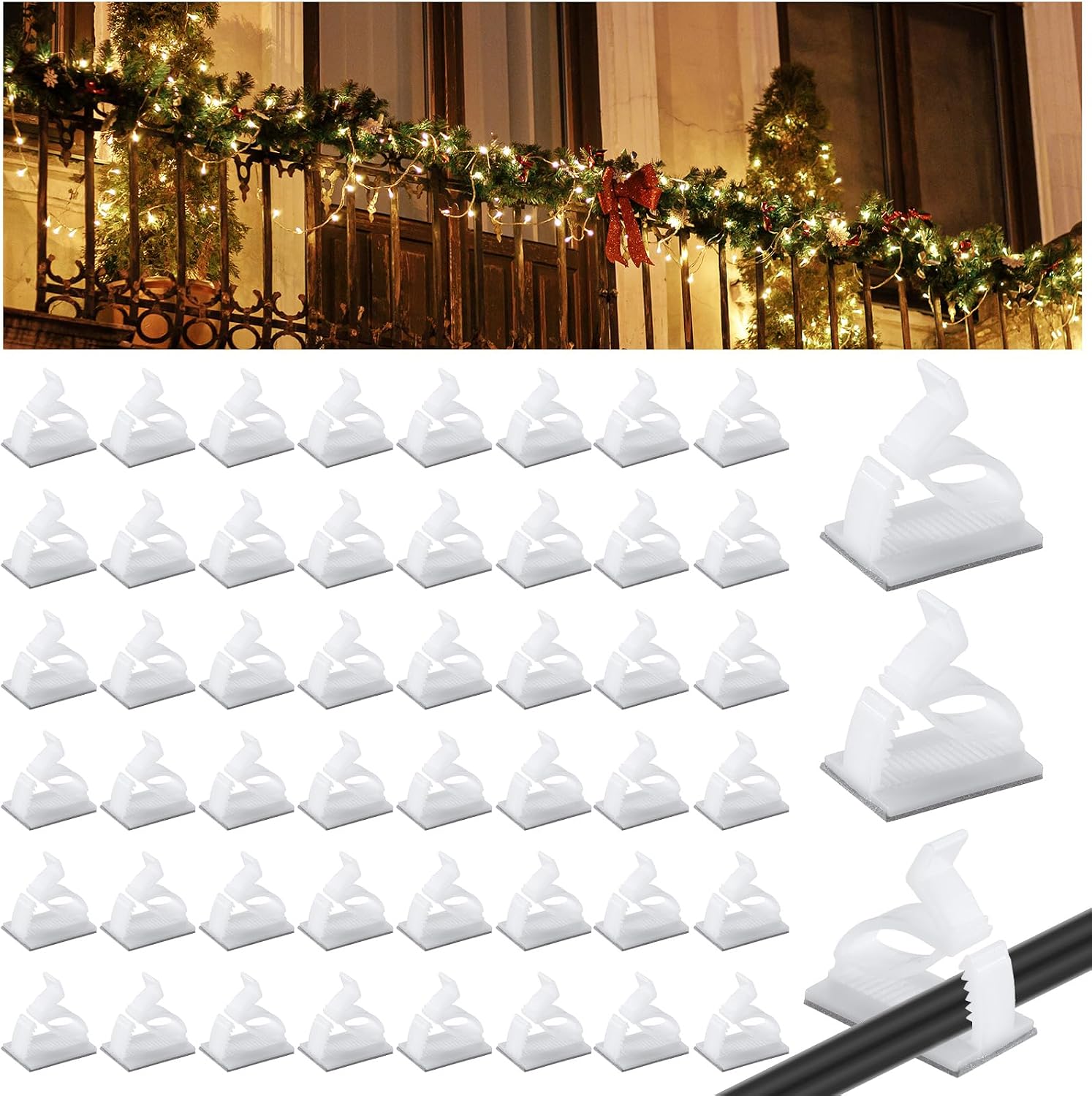 Amazon.com: Barydat 200 Pcs Christmas Light Clip Hooks Outdoor with ...