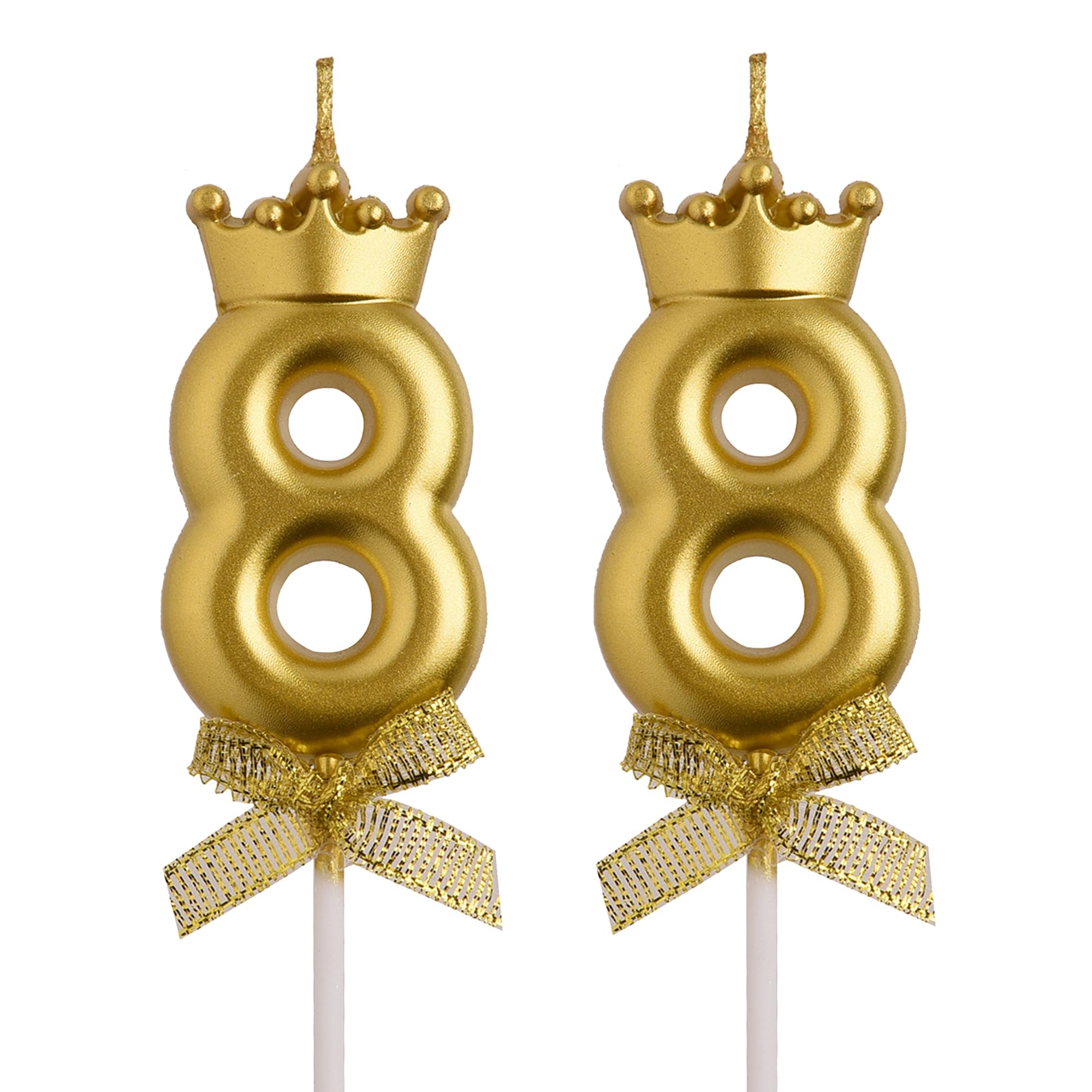 Amazon.com: AOOLADA 88th Birthday Candles, Gold 88 Year Old Number ...