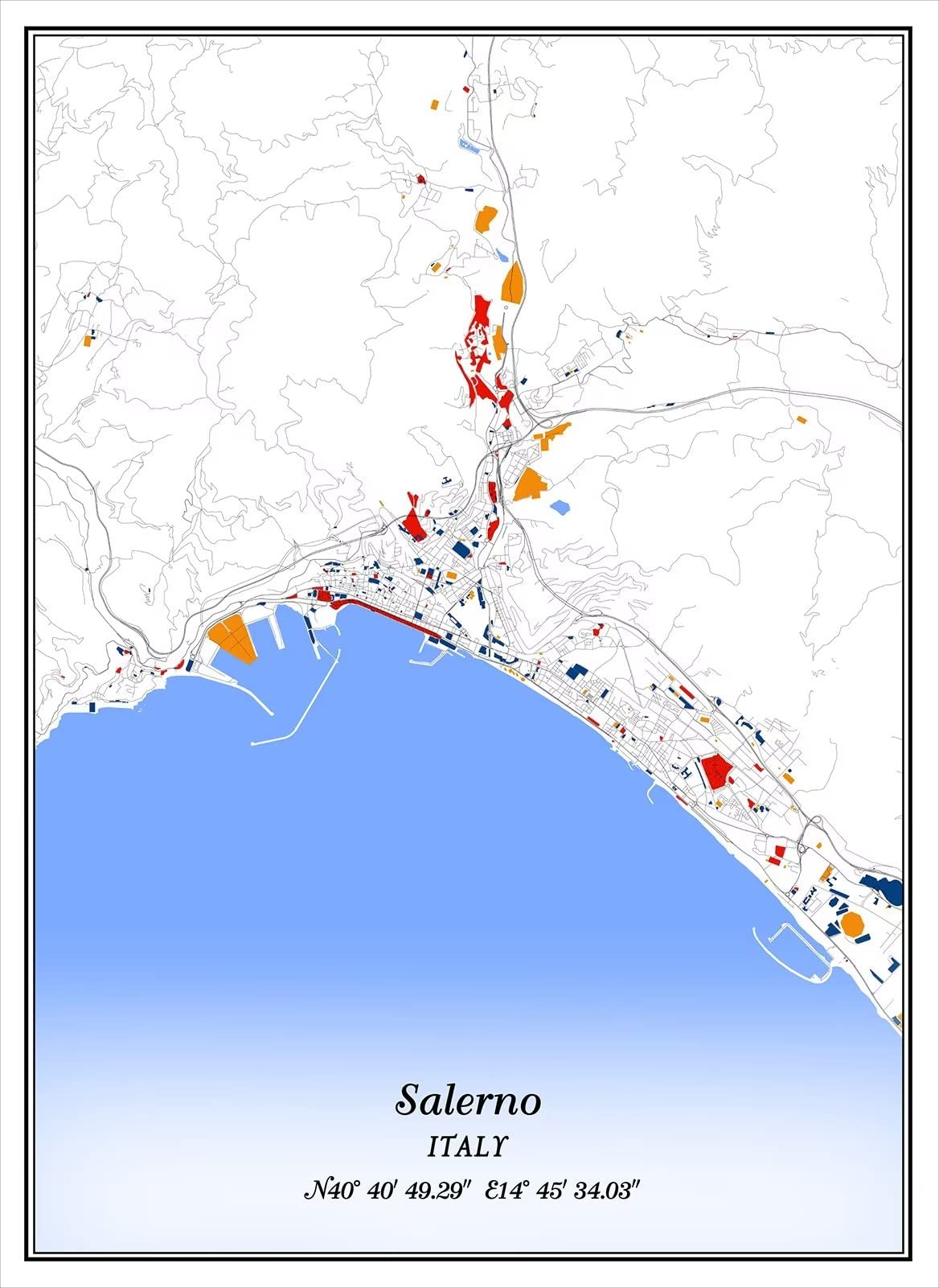 Salerno Italia Mapa Con Map Of Salerno Hi Res Stock Photography And