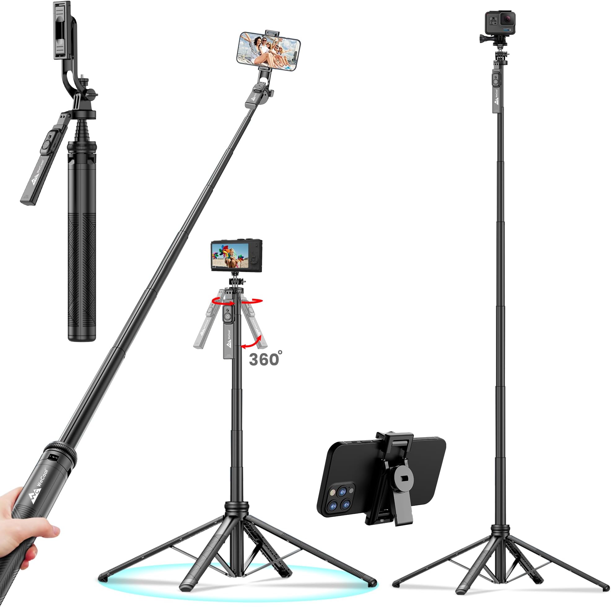 WeCool S7 Selfie Stick with tripod stand, 71 inches Ultra Long with ...