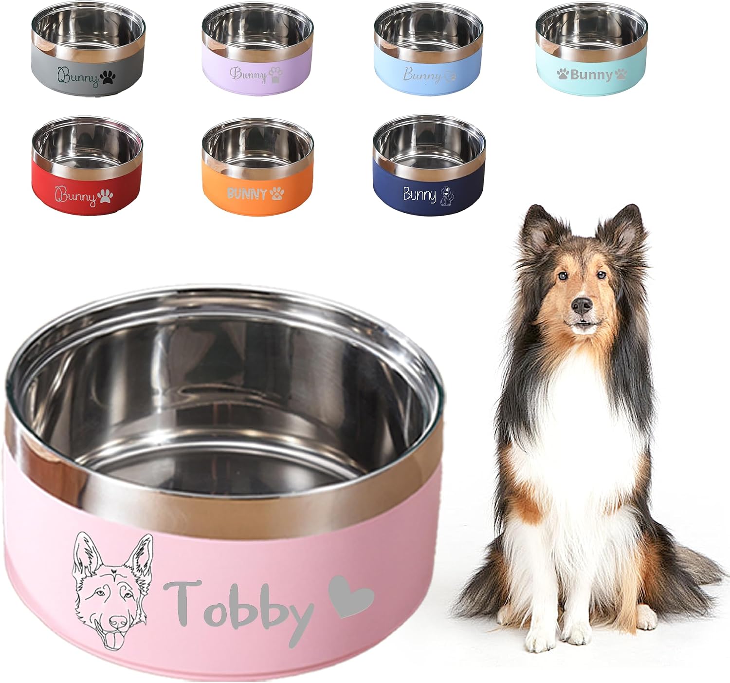 Amazon.com: Customized Dogs Bowls with Name, Personalized Steel ...
