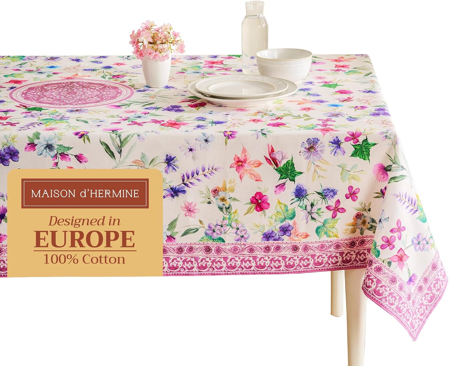 Amazon.com: Maison d' Hermine Table Cloth Square Table 100% Cotton 54 x ...