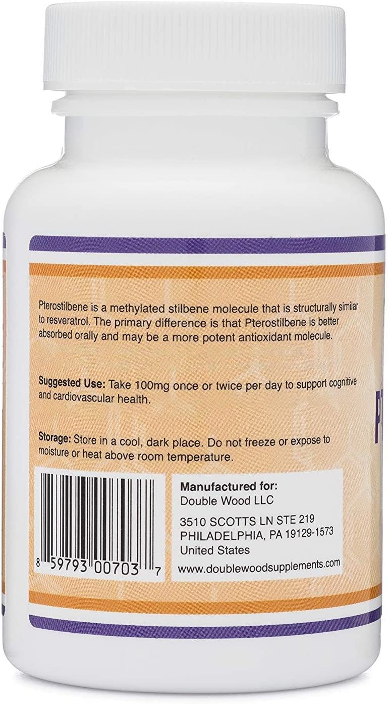 Pterostilbene 100mg Capsules (Third Party Tested) Made in The USA, 60 ...