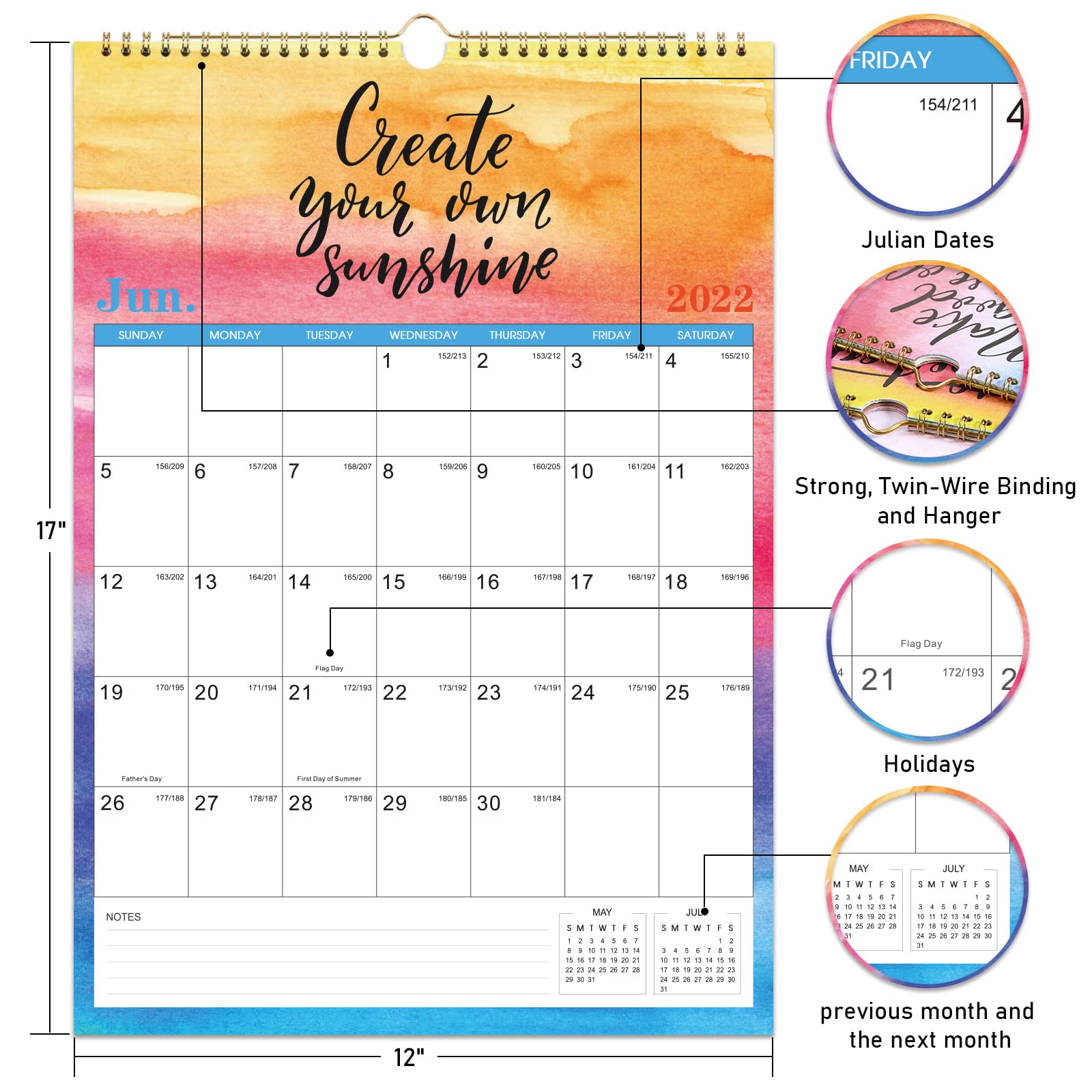 Buy 2022-2023 Calendar - 2022-2023 Monthly Wall Calendar with Thick ...
